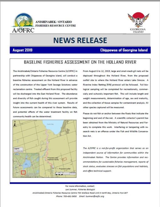 News Release Fisheries Resource Centre | Georgina Island